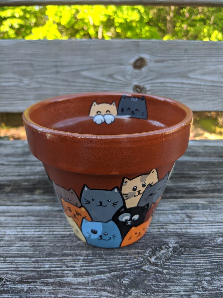Painted Cats Terracotta Flower Pot : 7 Steps (with Pictures ...