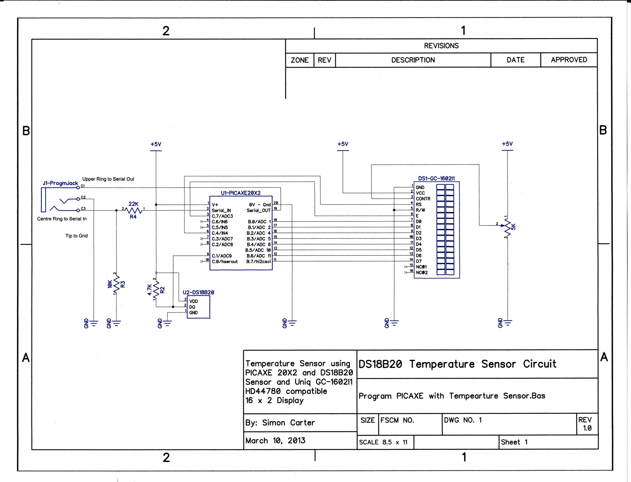 PICAXE - DS18B20 Temperature Sensor to LCD : 7 Steps - Instructables