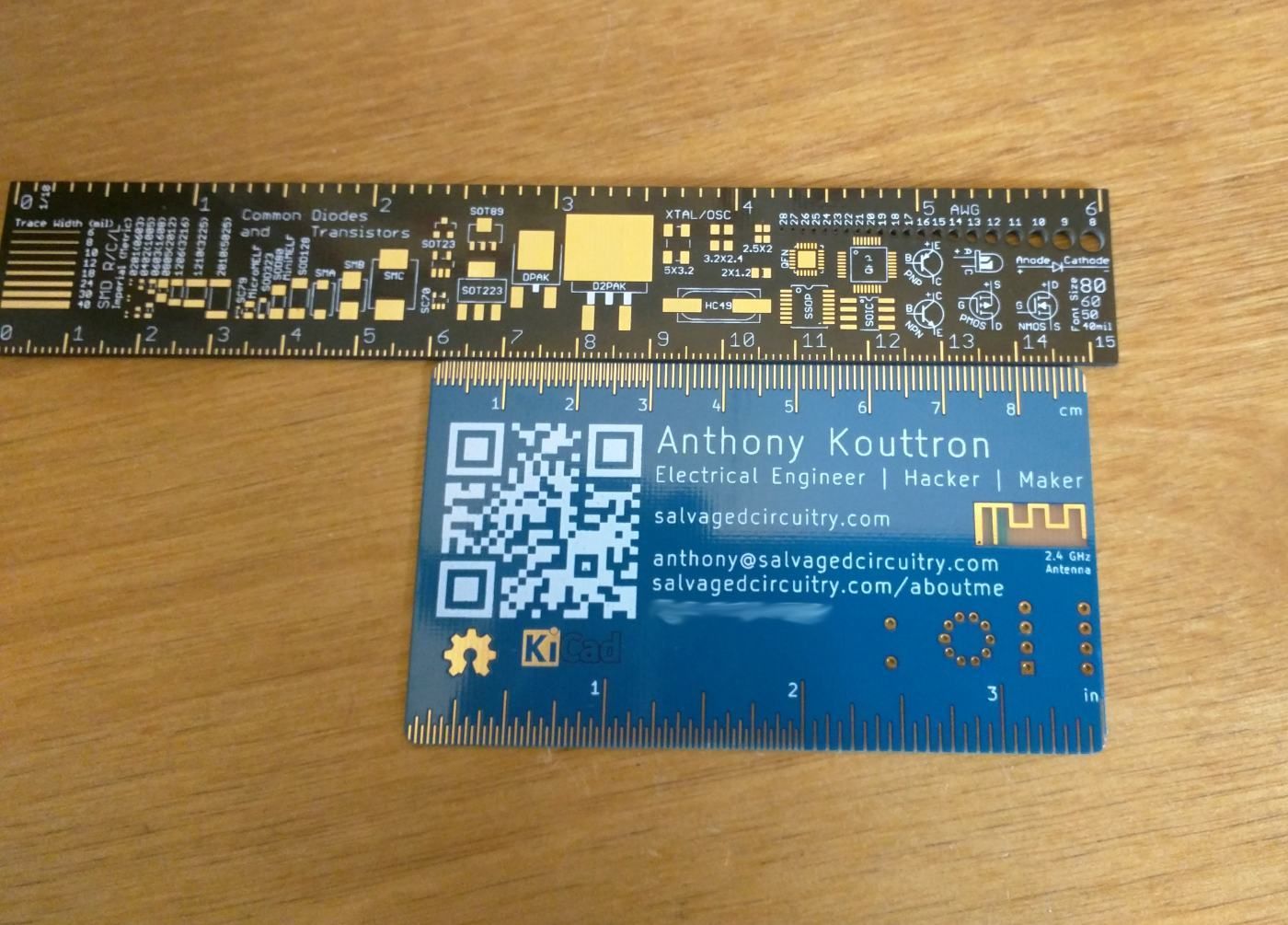 PCB Business Card Ruler With QR and NFC | Trybotics