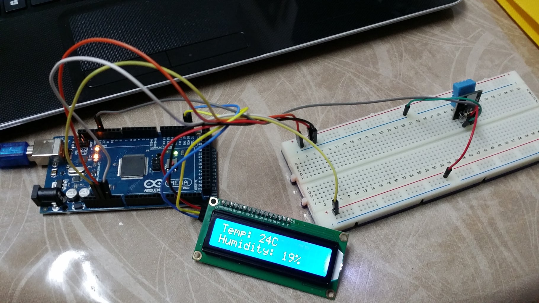 Arduino Temp Humidity Sensor Using Dht11 And I2c Lcd One Day Project