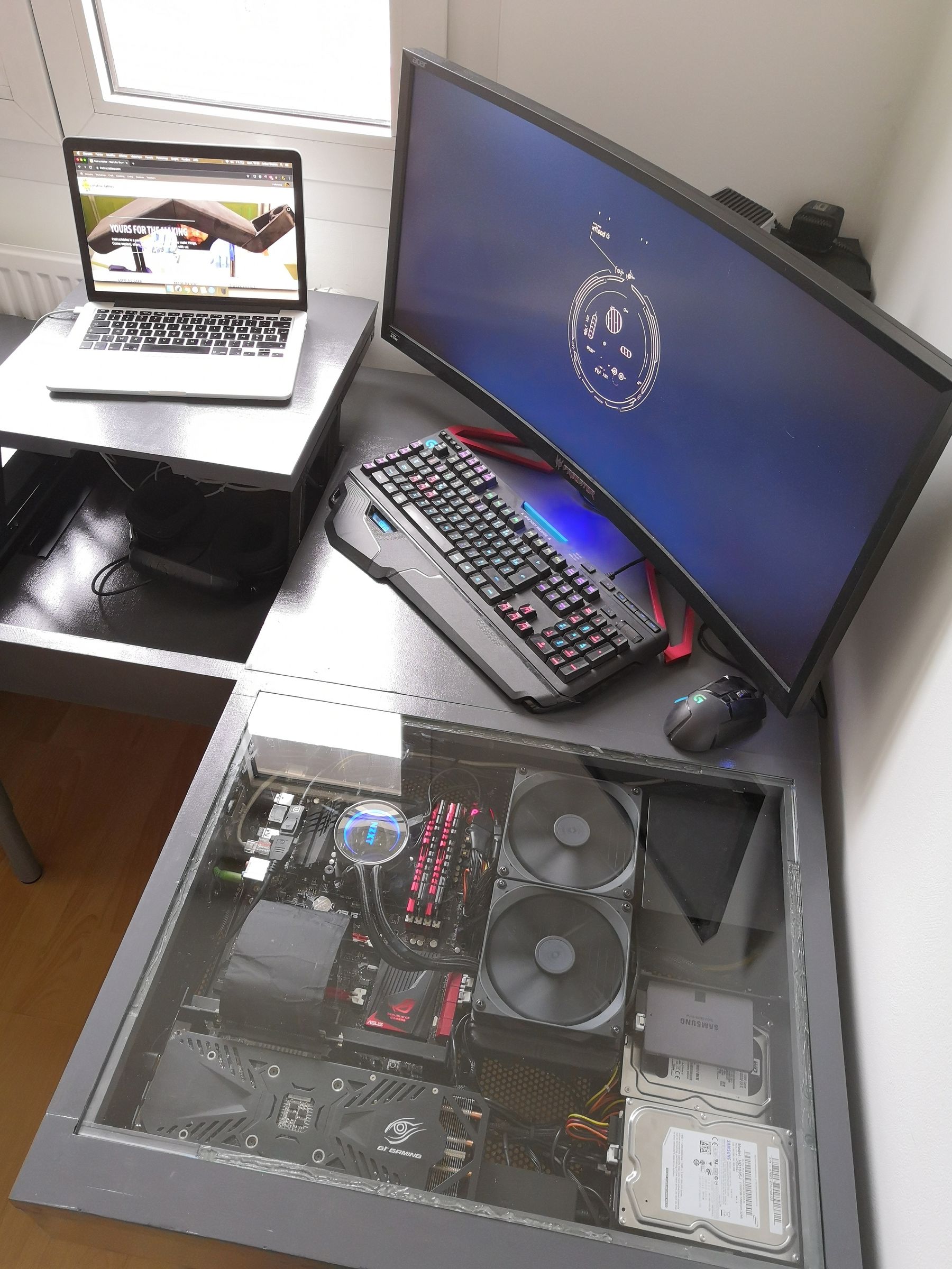 Desk With Built-in Computer and Laptop Height Stand : 10 Steps (with ...