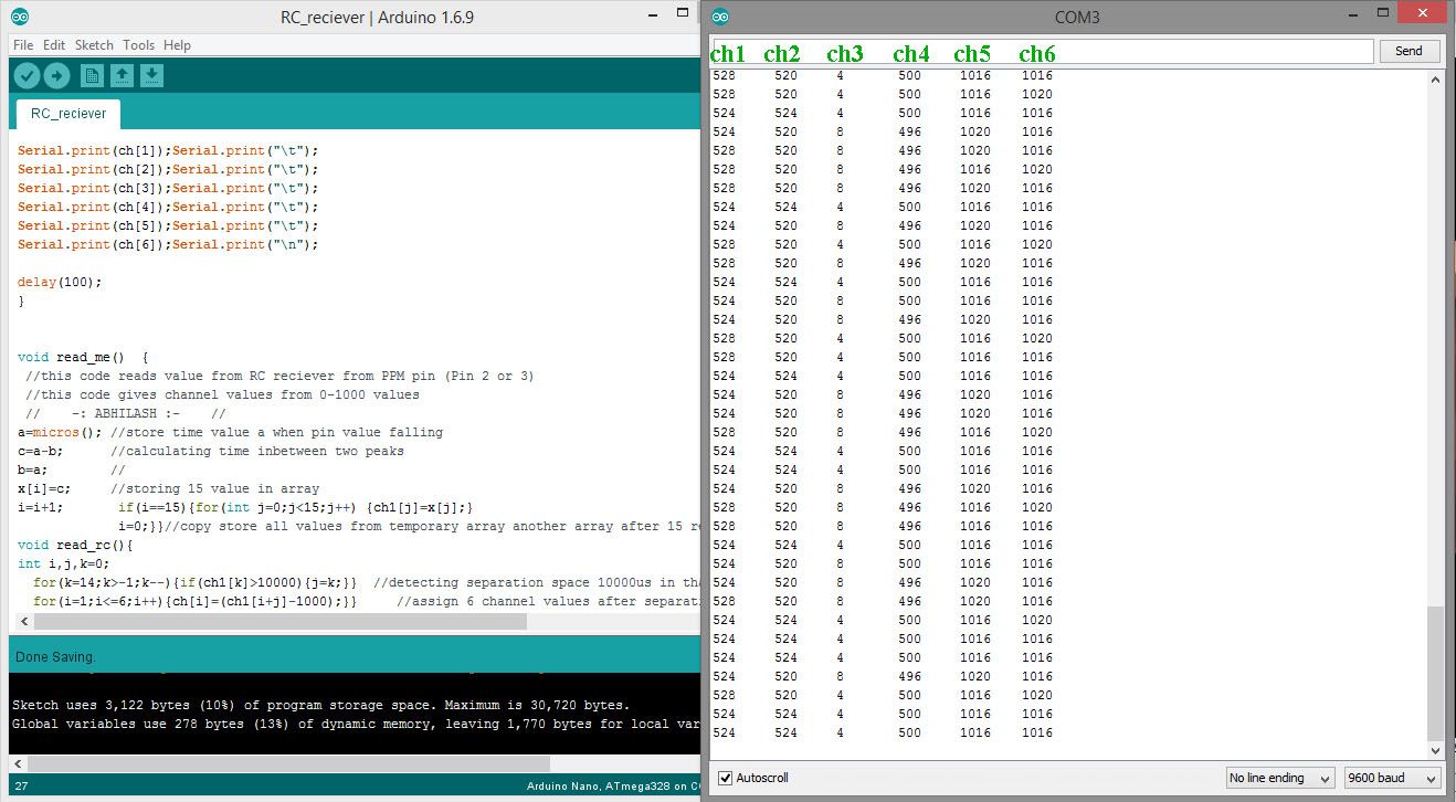 Reading RC Receiver PPM Signal Using Arduino : 3 Steps - Instructables
