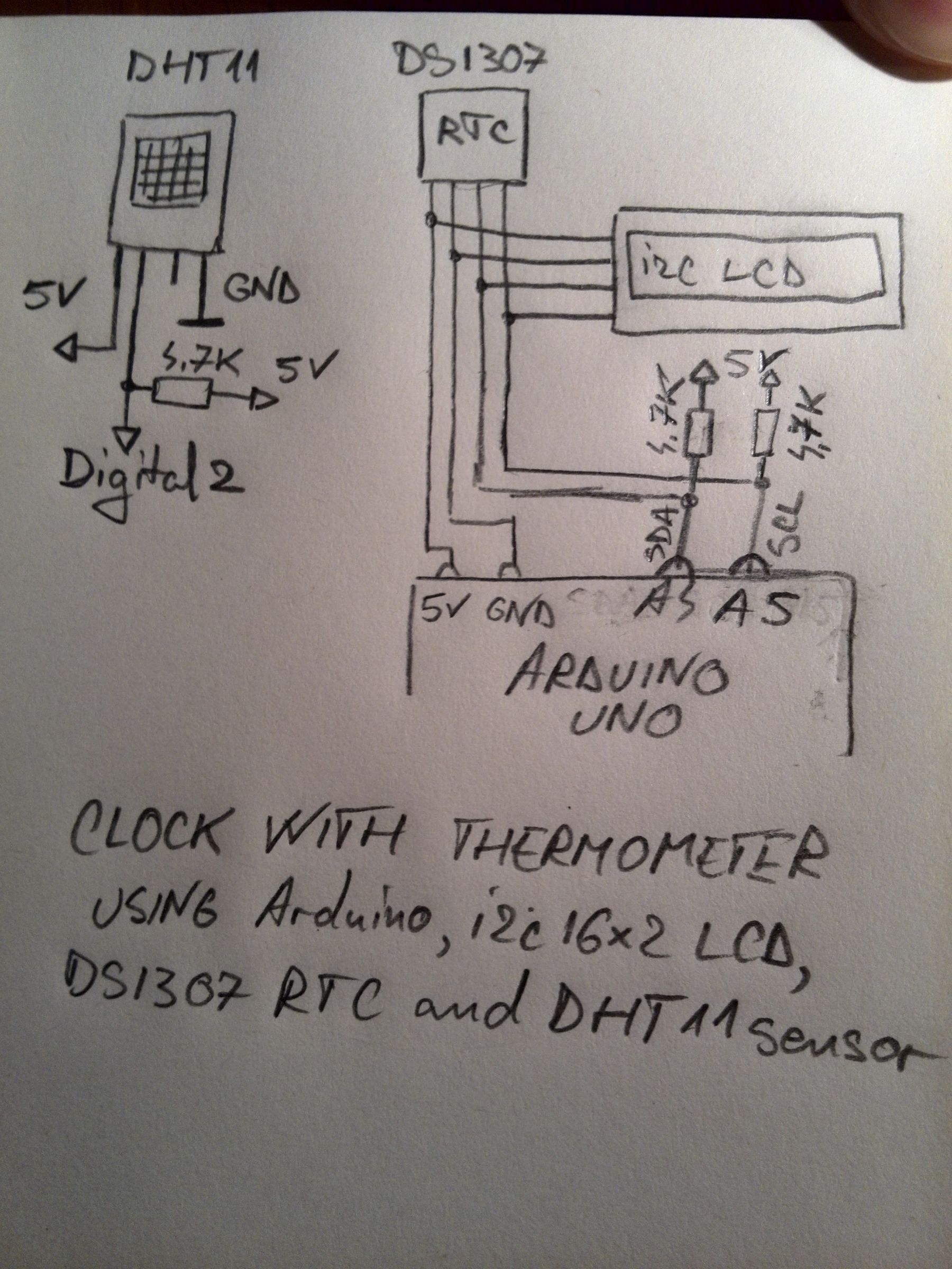 Clock With Thermometer Using Arduino, I2c 16x2 Lcd, DS1307 RTC and ...
