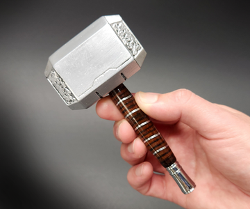 Mjolnir Pen - Stacked Leather and Metal Rings With Cast Urethane Hammer ...