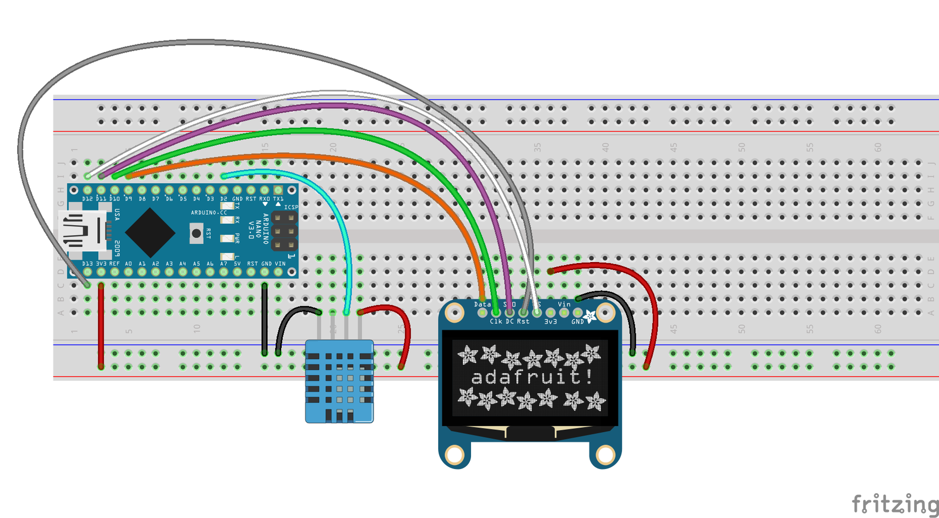 Arduino Nano With Dht Sensor And Oled 6 Steps Instructables