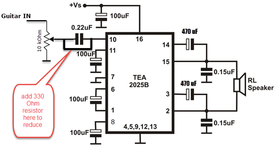 How to Make Guitar Amp Circuit - Tea2025b : 4 Steps - Instructables