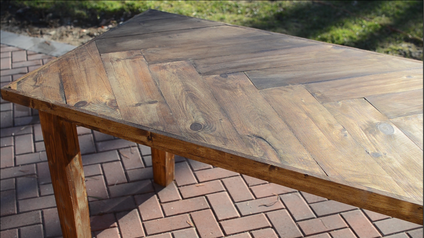 $20 Full Build Herringbone Dinner Table : 14 Steps (with Pictures ...