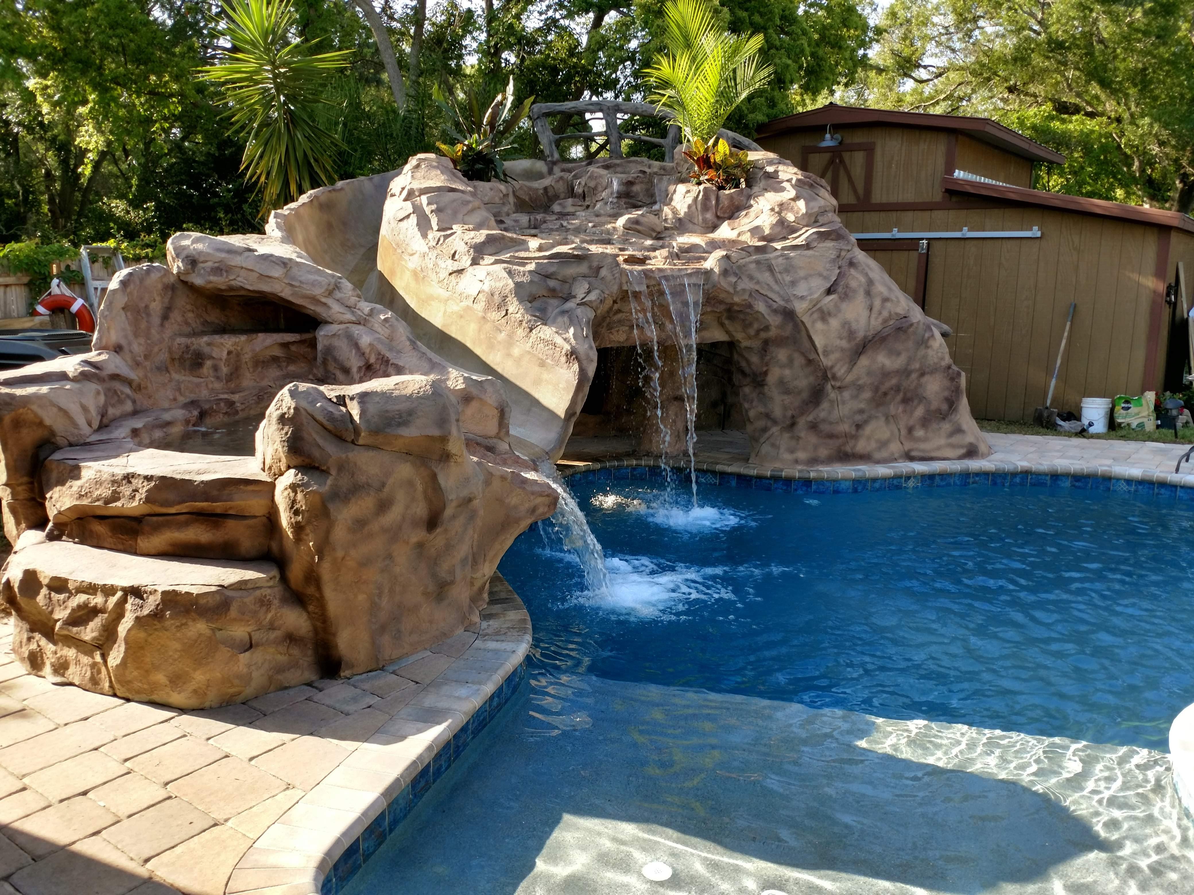 Backyard Pool Grotto With Slide and Hot Tub. : 8 Steps (with Pictures ...
