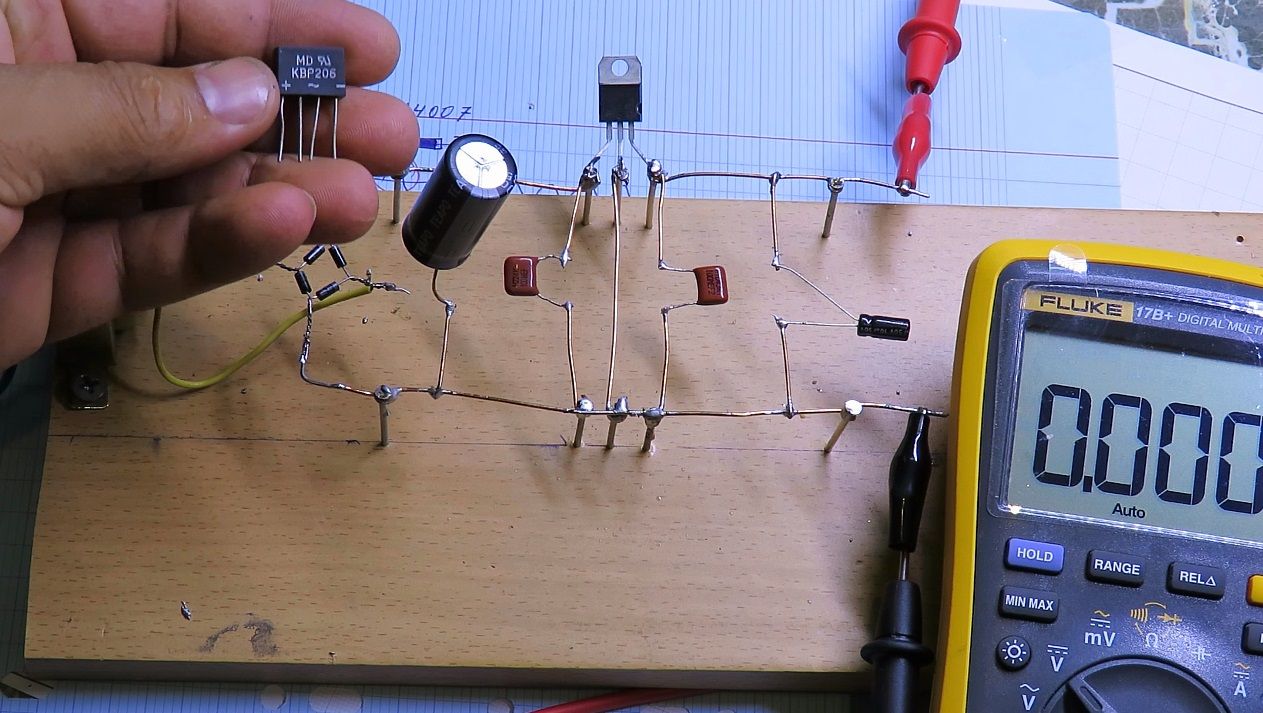 DIY Bridge Rectifier With Voltage Regulator Circuit : 5 Steps (with ...