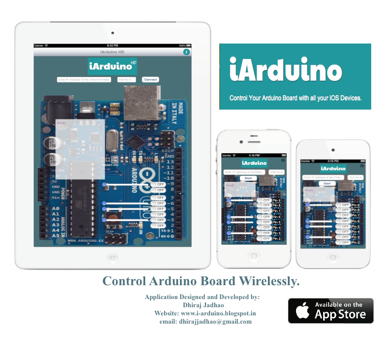Control Arduino Board Wirelessly With Iphone Ipad Or Ipod Using Iarduino App And Ethernet