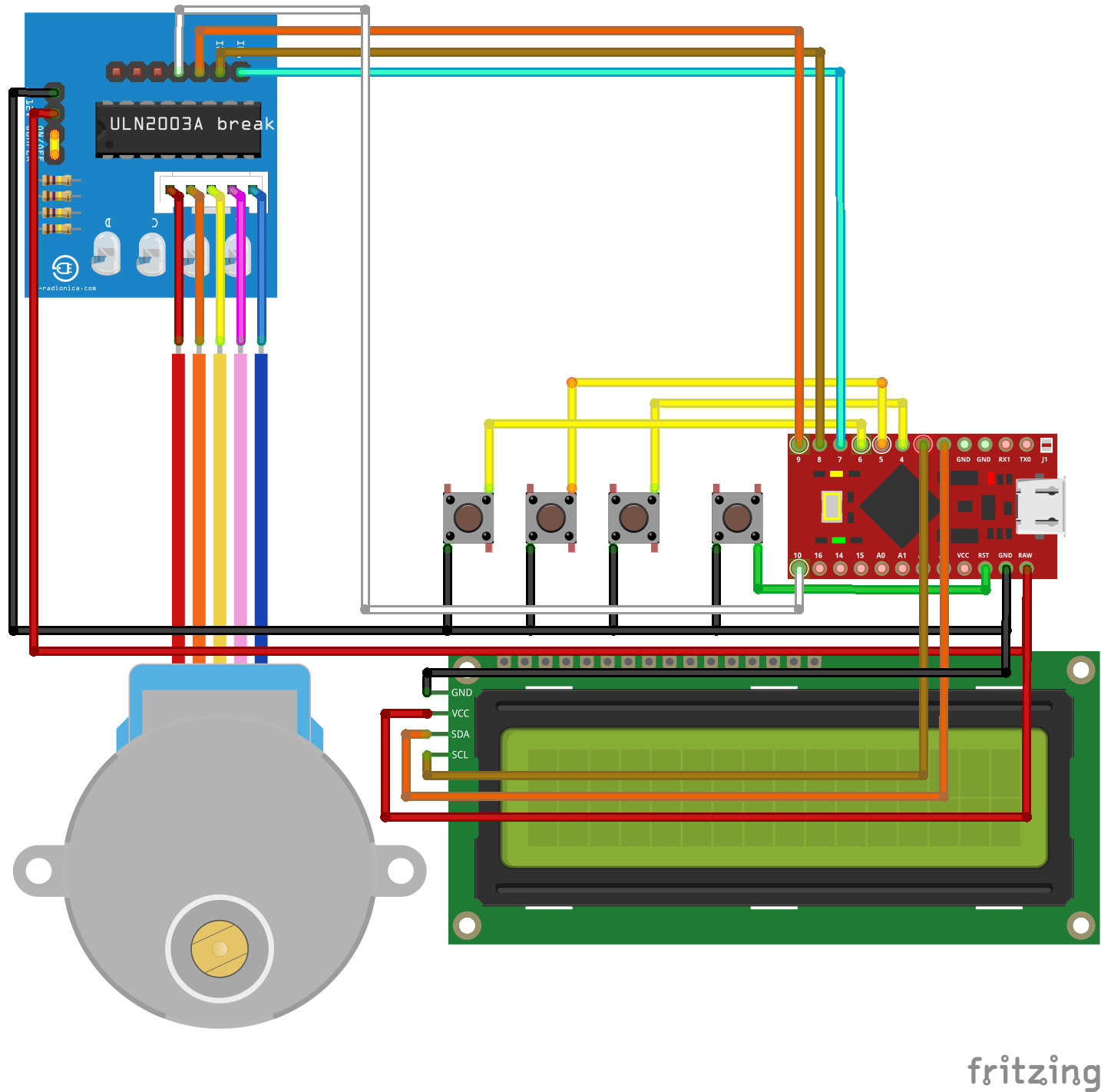 How to Use 28BYJ-48 Stepper Motor With 3 Push Buttons : 5 Steps ...
