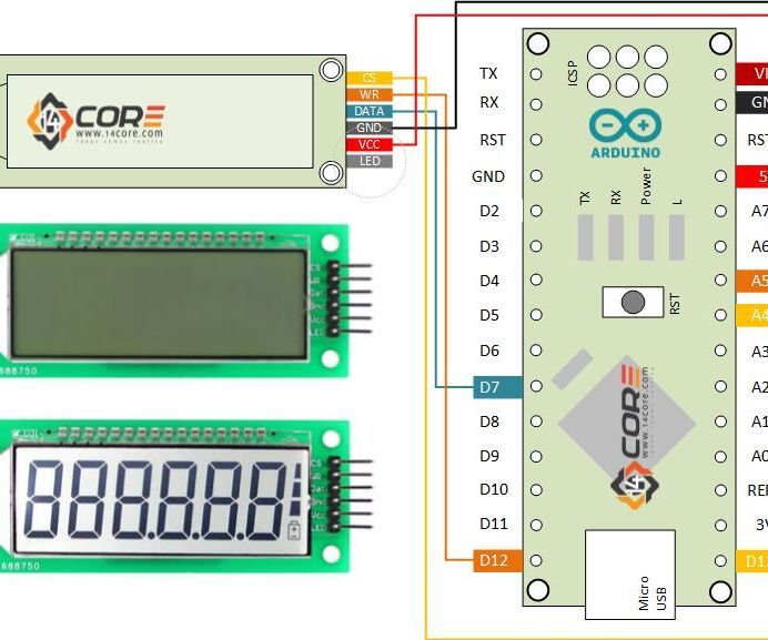 How to Wire the 6 Digit 7 Segment 2.4 Inch Ht1621 LCD Display Module on Arduino Microcontroller ...