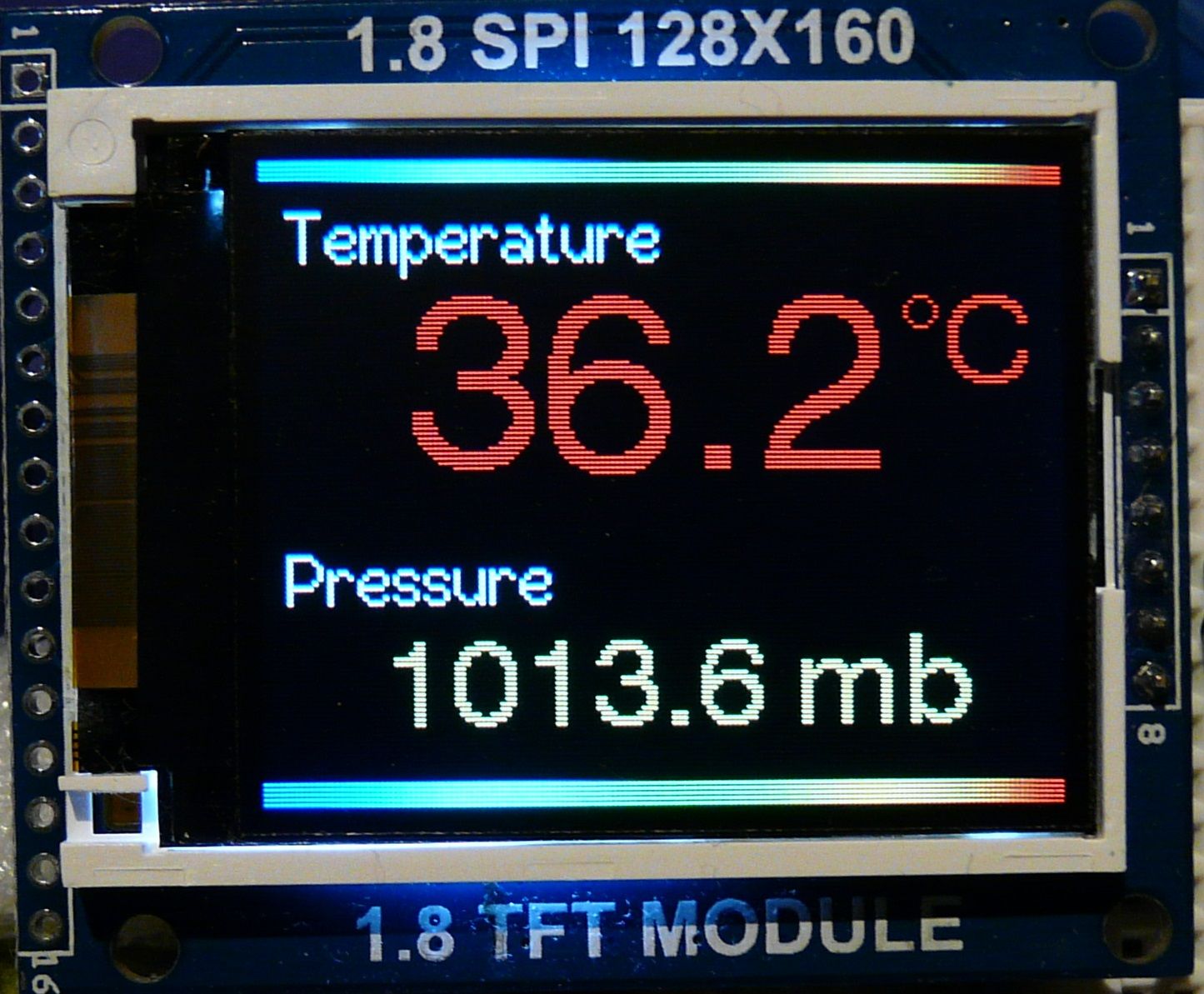 Arduino BMP180 Temperature and Pressure Sensor Readings on a 1.8 ...