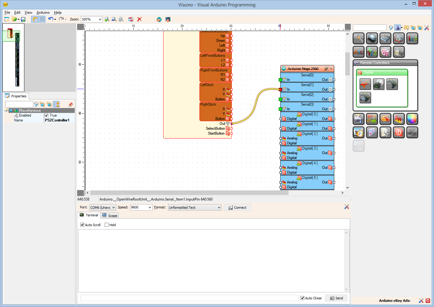 Arduino: Controlling Servo With PS2 Controller (Program With Visuino ...