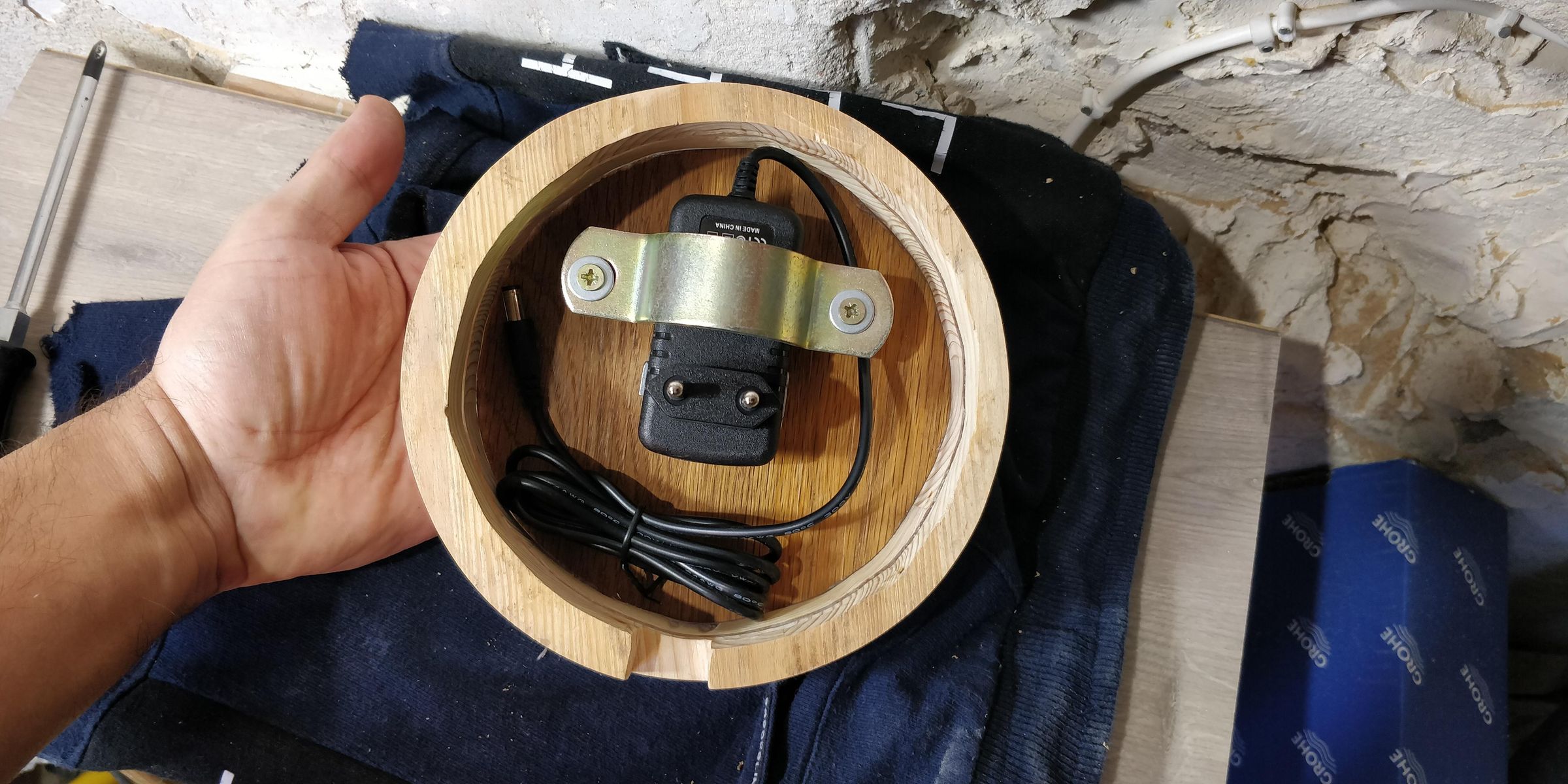 Plug-in Round Wood Wall LED Lamp | Portable Circle Socket Plug Night ...