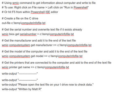 Wmic Powershell Script to Extract/Get Computer Information Using "wmic ...