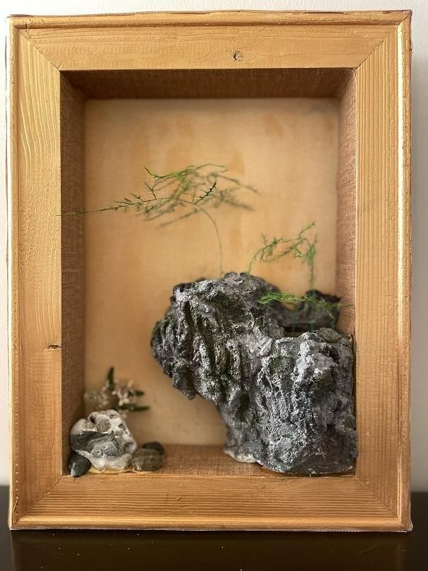Rock Garden Frame Made of Concrete, Rock, Plants, and Other Used ...