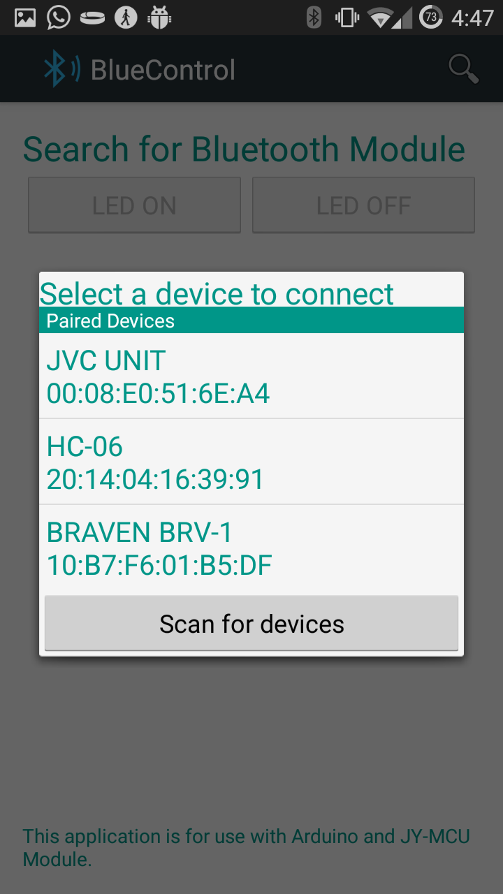 Arduino + JY-MCU Module + Bluetooth Android Application : 4 Steps - Instructables