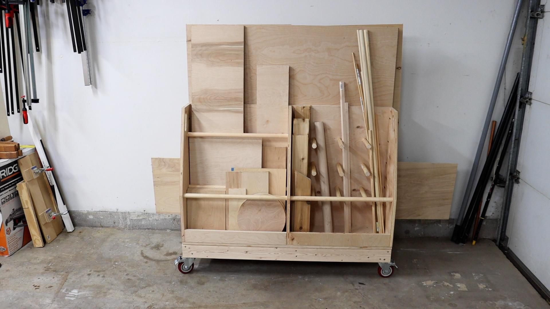 DIY Mobile Plywood and Lumber Storage Cart | Only 1 Sheet of Plywood ...