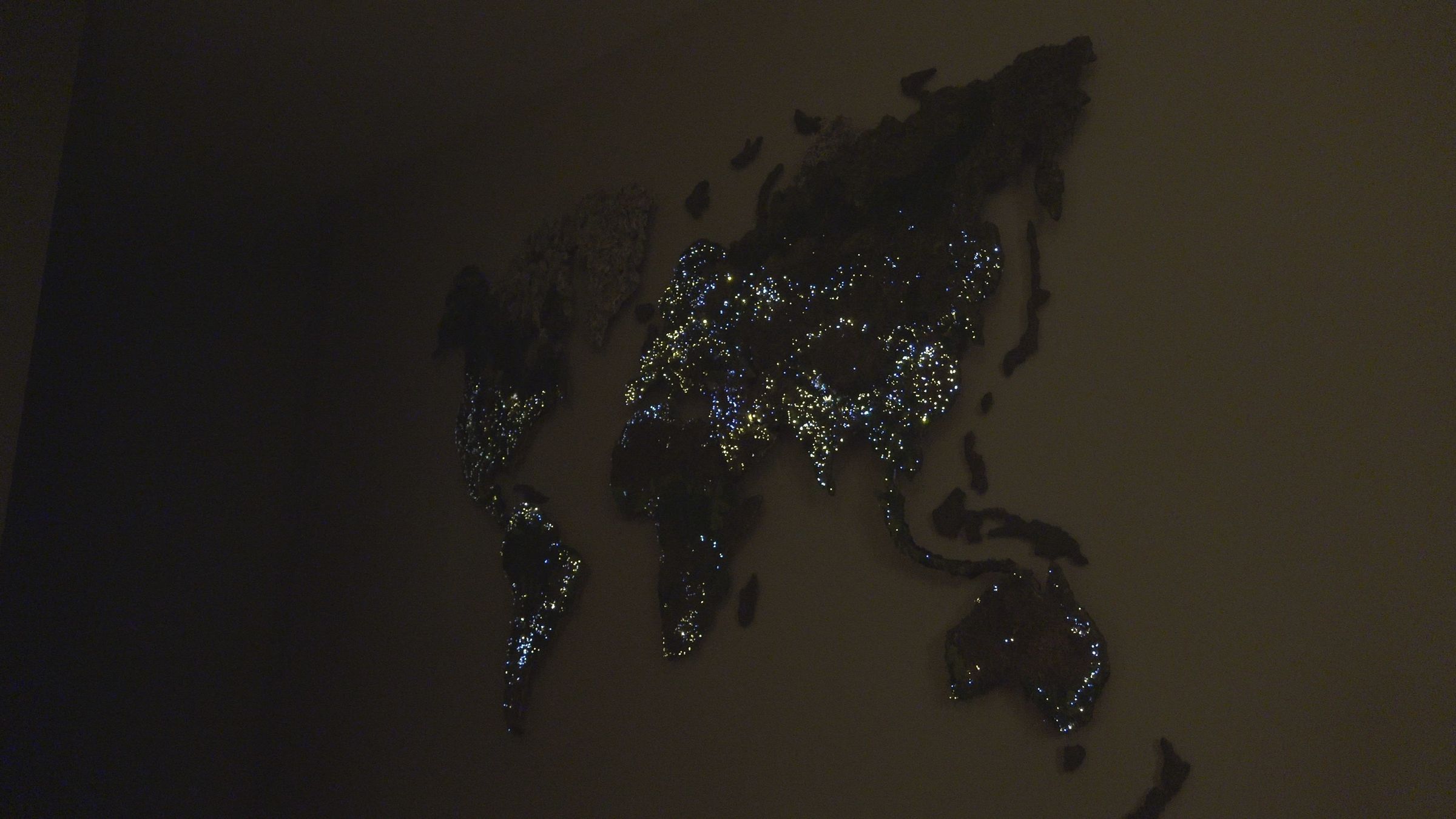 Floating World Backlit Moss Map With Arduino Fiber Optic Led Cities 