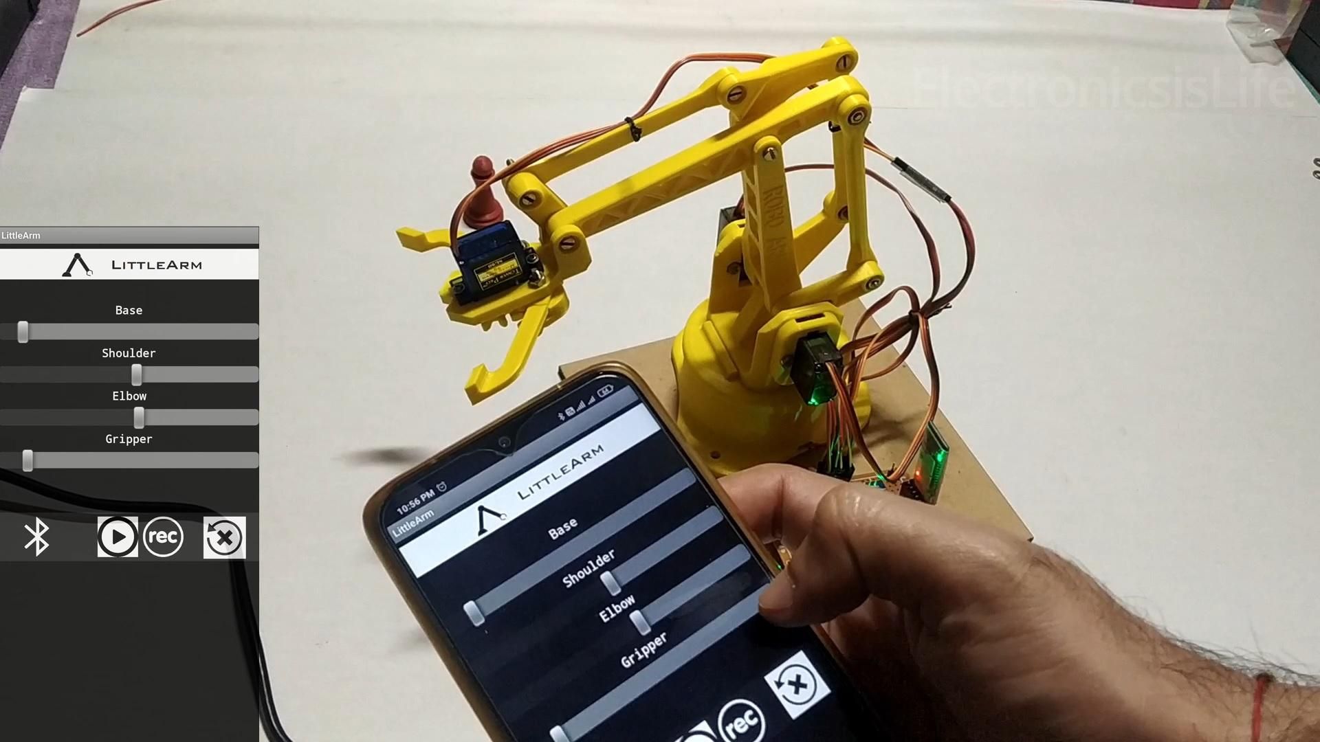 DIY | Smartphone (Bluetooth) Controlled Robot Arm Using Arduino | HC-05 ...