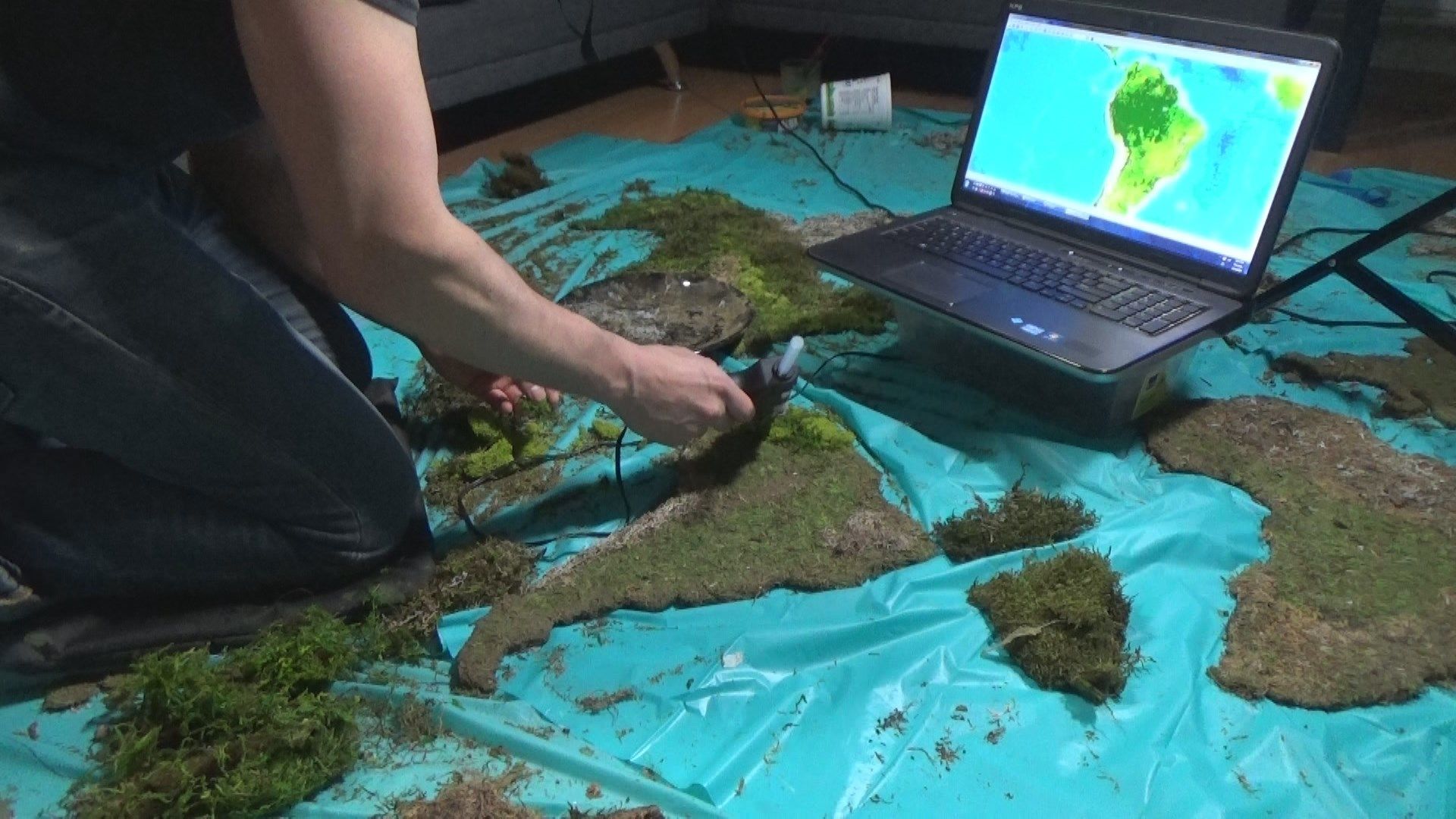 Floating World Backlit Moss Map With Arduino Fiber Optic LED Cities ...