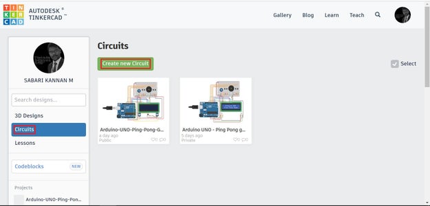 Autodesk Tinkercad Simulation Of Arduino Uno Ping Pong Game V20 5 Steps Instructables