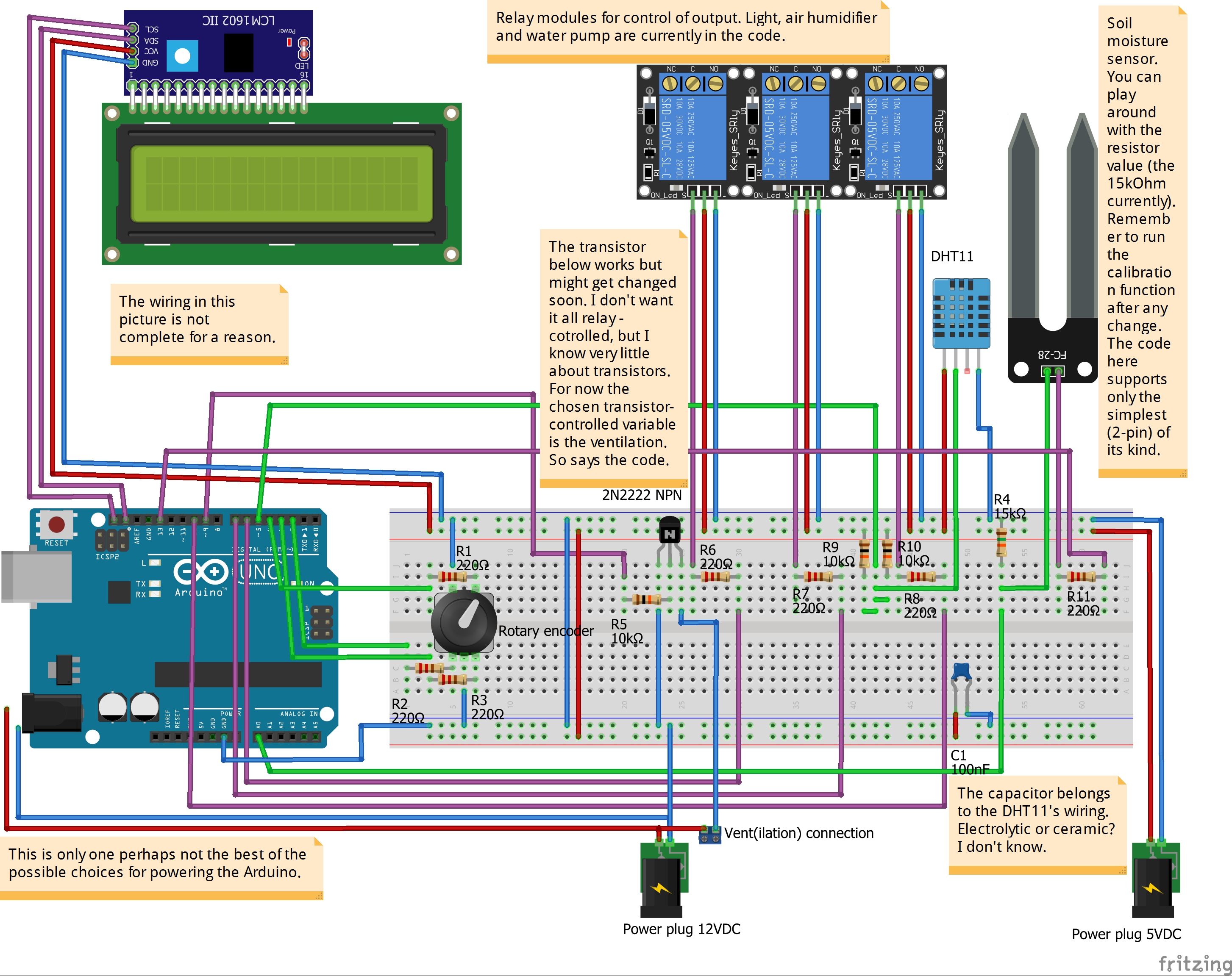 Arduino UNO, LCD 16x02 and Rotary Encoder Controlled Plant Environment ...