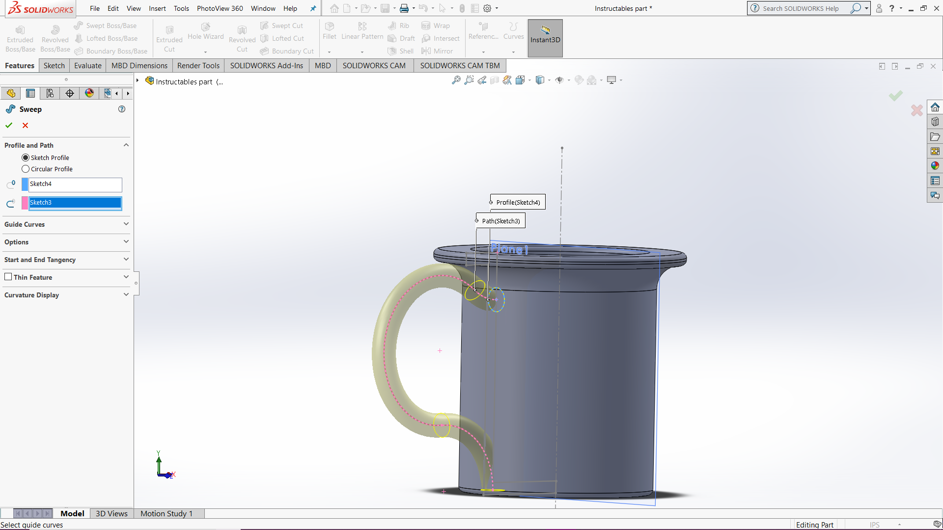 Differentiating Between the Sweep and Loft Commands on Solidworks 2020 ...