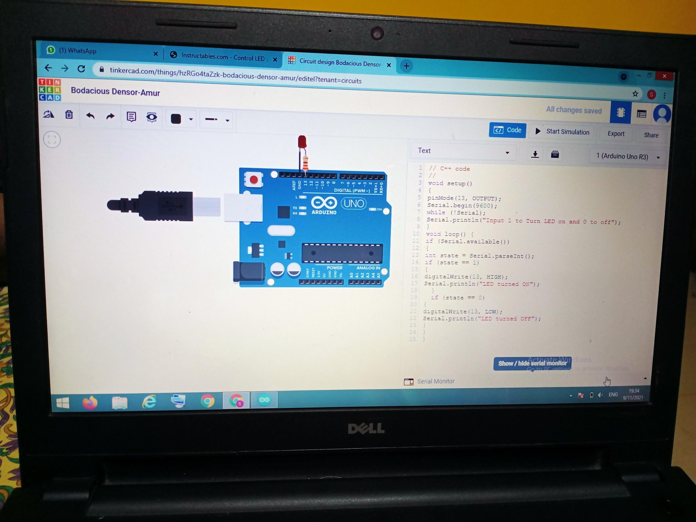 Control LED Using Serial Monitor : 4 Steps - Instructables