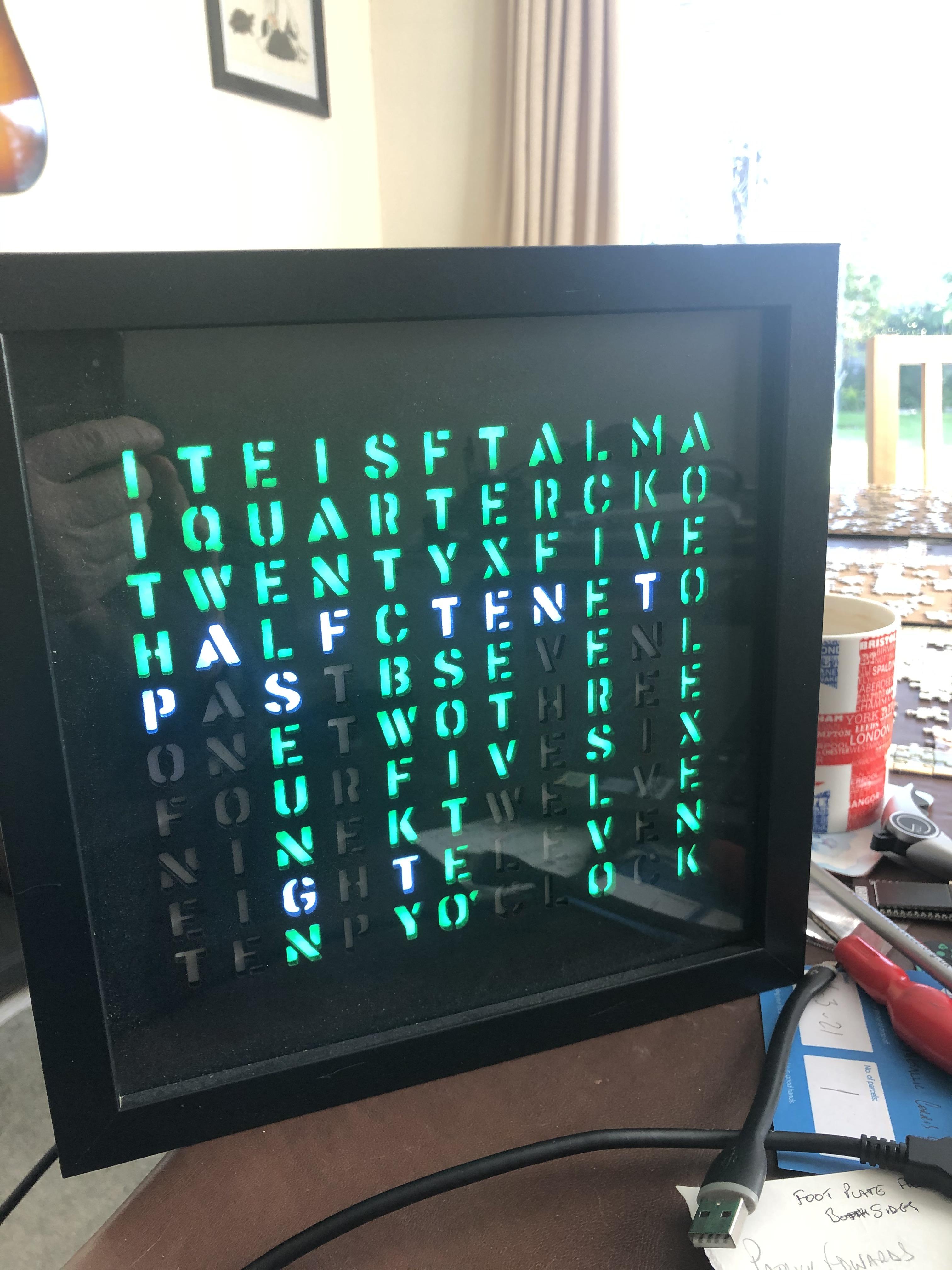 Word Clock,Arduino LED Animated Rainbow Word Clock Using WS2812b Strip ...