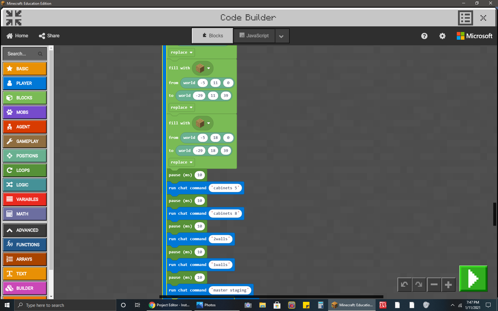 Coding A Mansion In Minecraft Education Edition 3 Steps Instructables