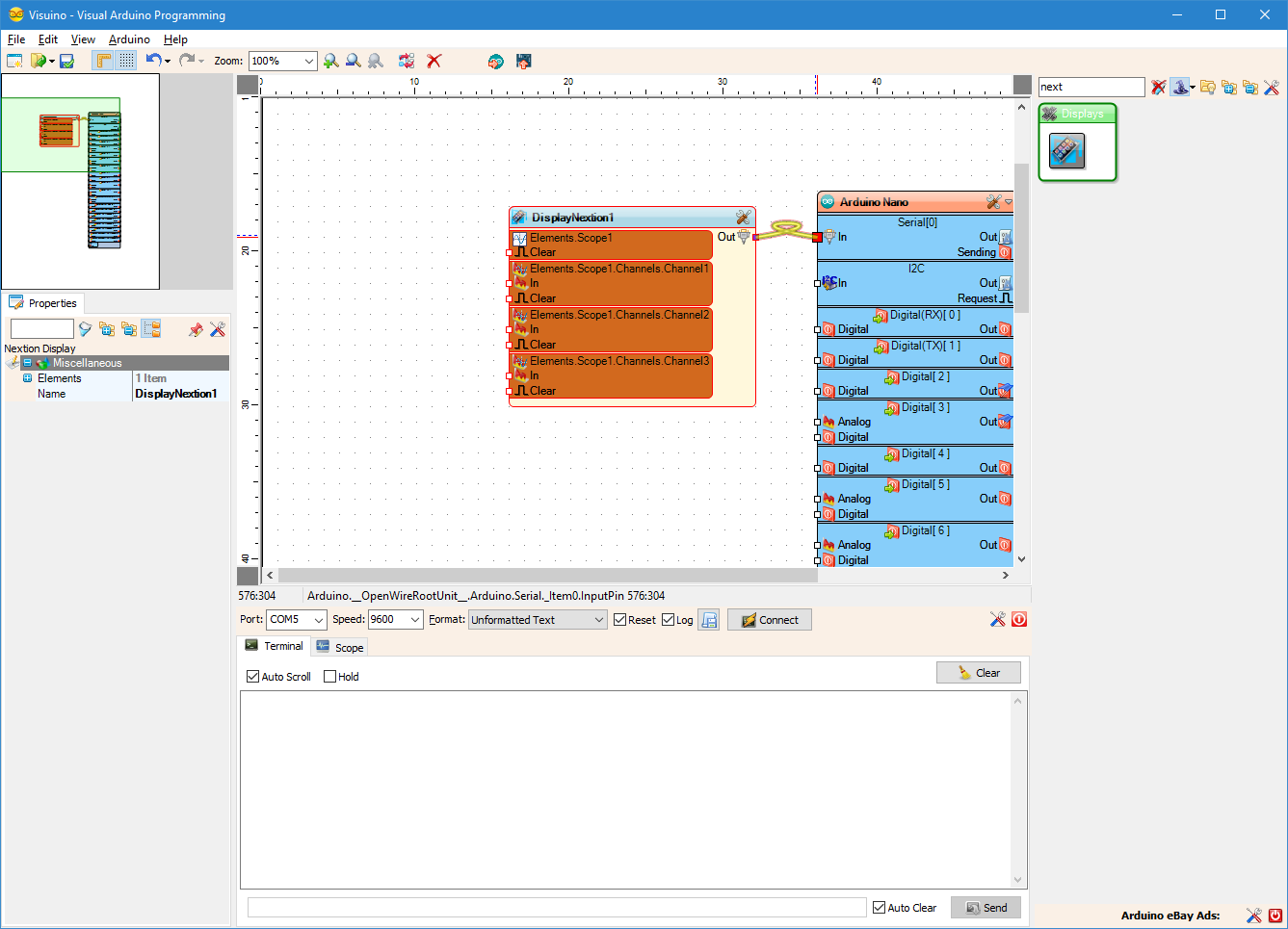 Arduino Nano and Visuino: Display BME280 Temperature Humidity and ...