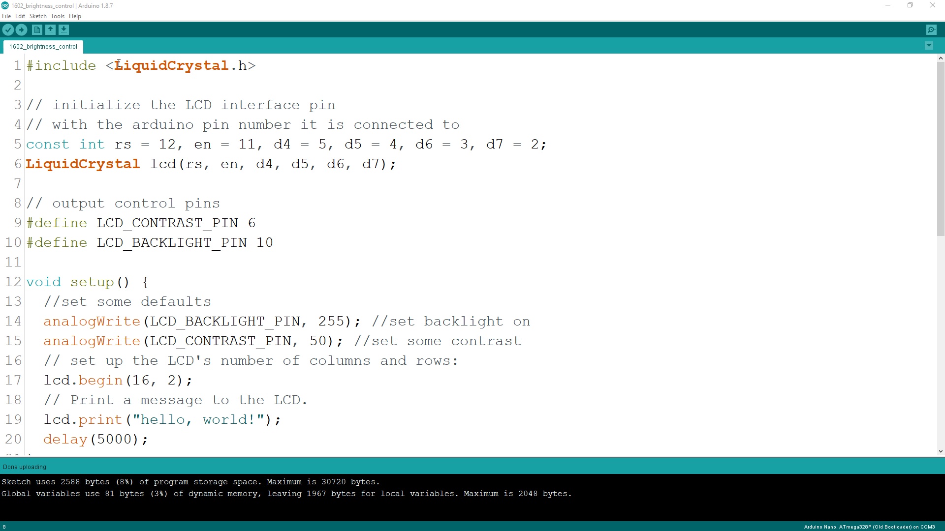1602 LCD Contrast Control From Arduino : 5 Steps - Instructables