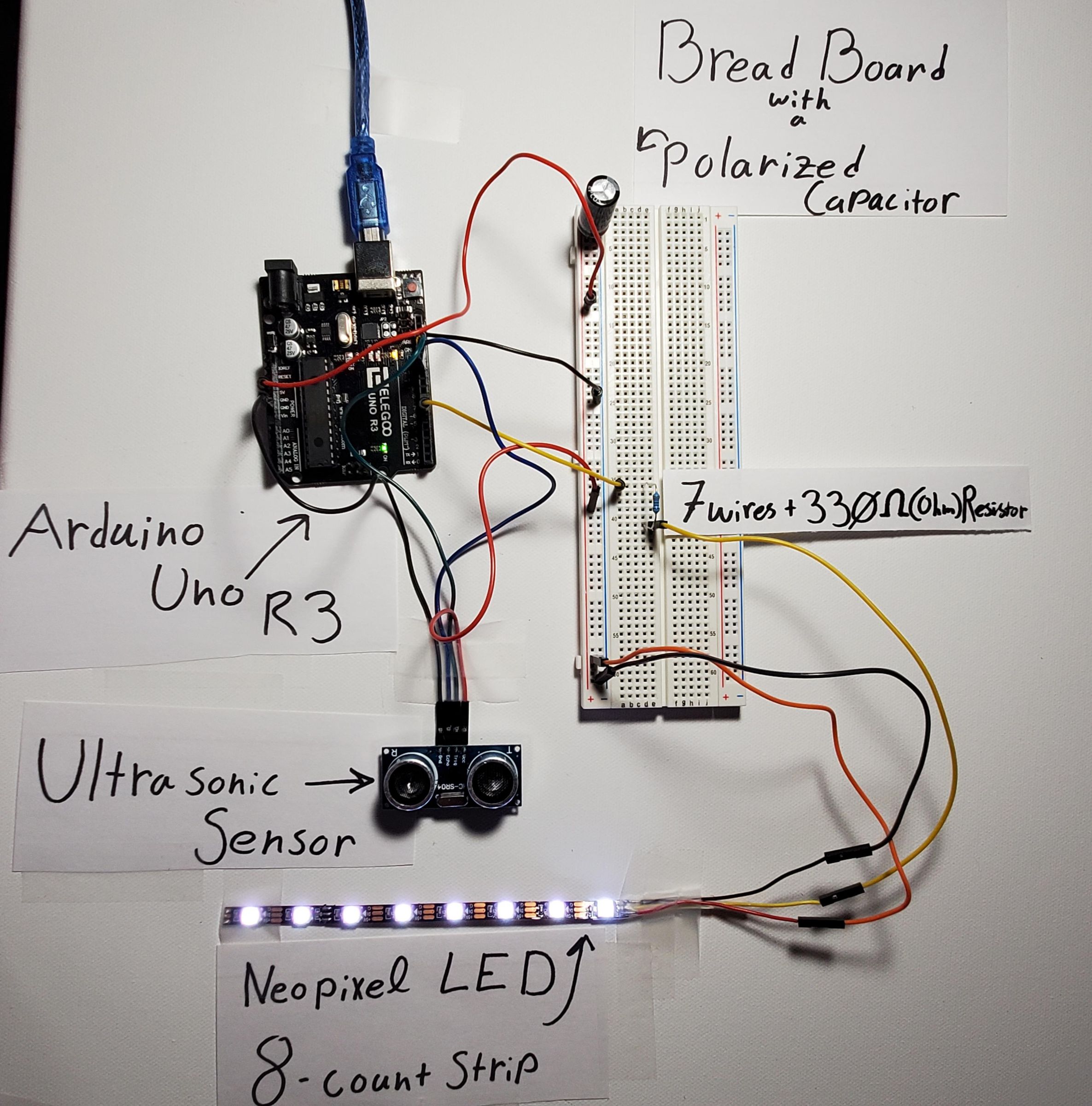 How to Use an Ultrasonic Sensor to Control Neopixels With Arduino. : 13 ...