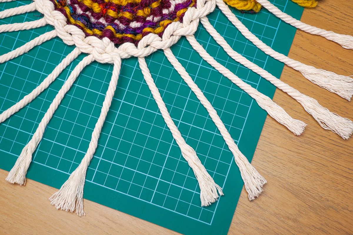 DIY Circular Macramé SUNBURST Ornament | Woven Rope & Fibre Mirror ...