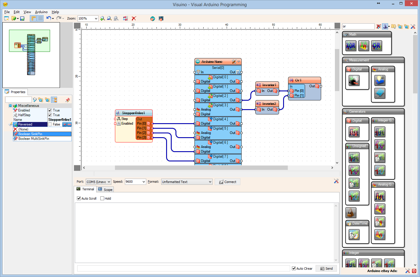 Arduino Nano and Visuino: Control Stepper Motor With Buttons : 12 Steps ...