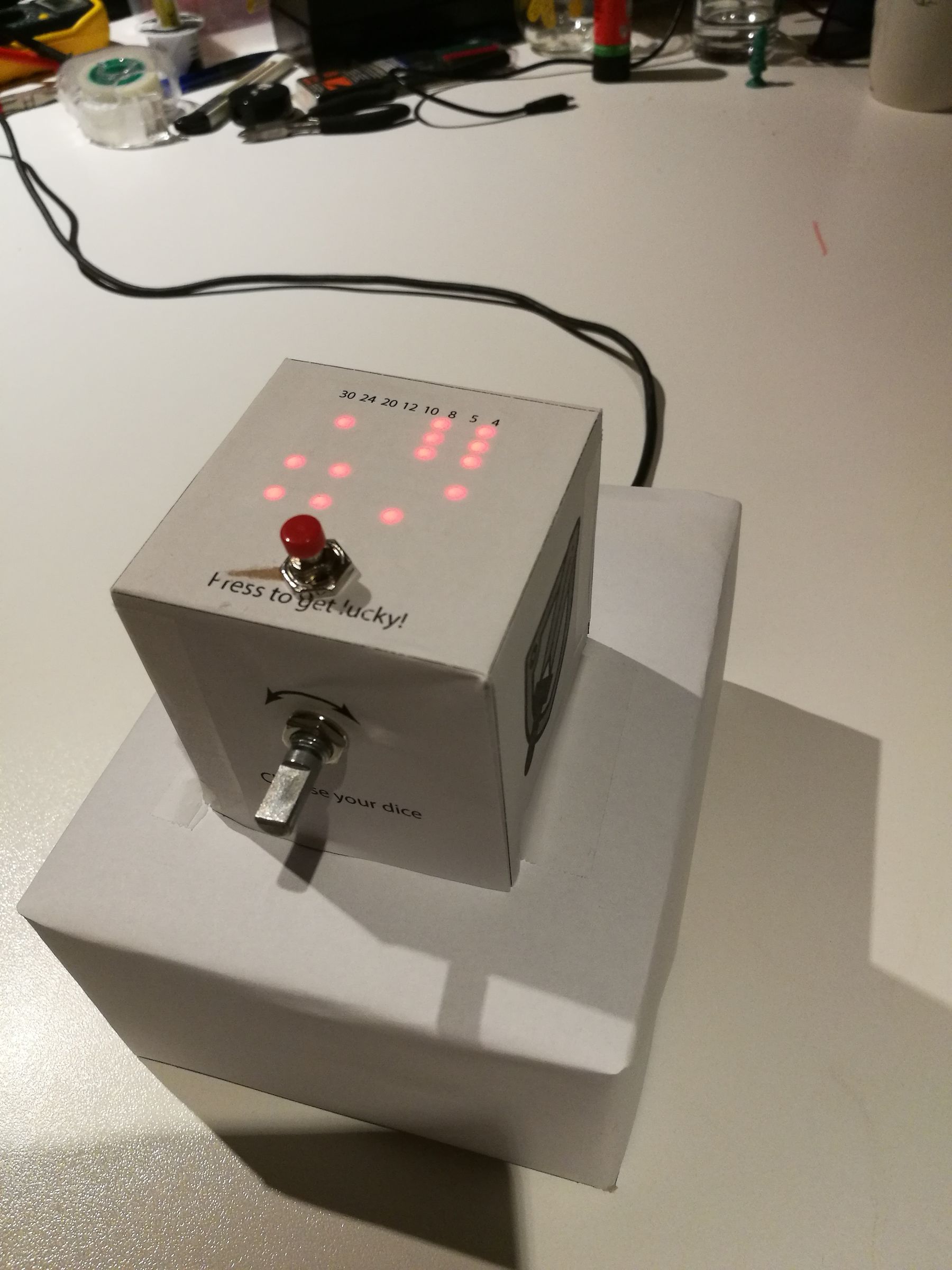 E-dice - Arduino Die/dice 1 to 6 Dice + D4, D5, D8, D10, D12, D20, D24 ...