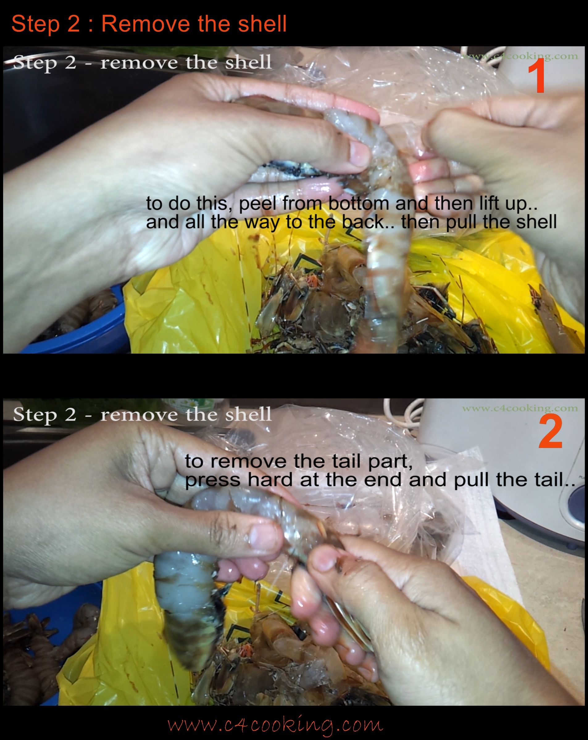 How to Clean WHOLE PRAWNS / SHRIMP - ( Cut, Shell, De-vein & Clean ...