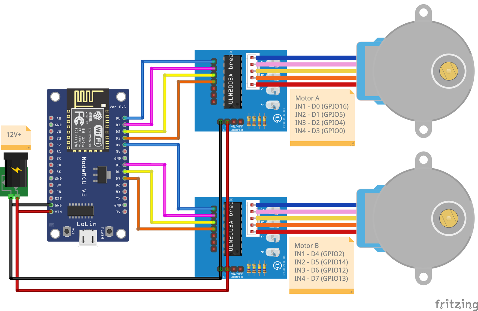 Esp8266 Two Wheel Robot Nodemcu And Stepper Motor 8 Steps