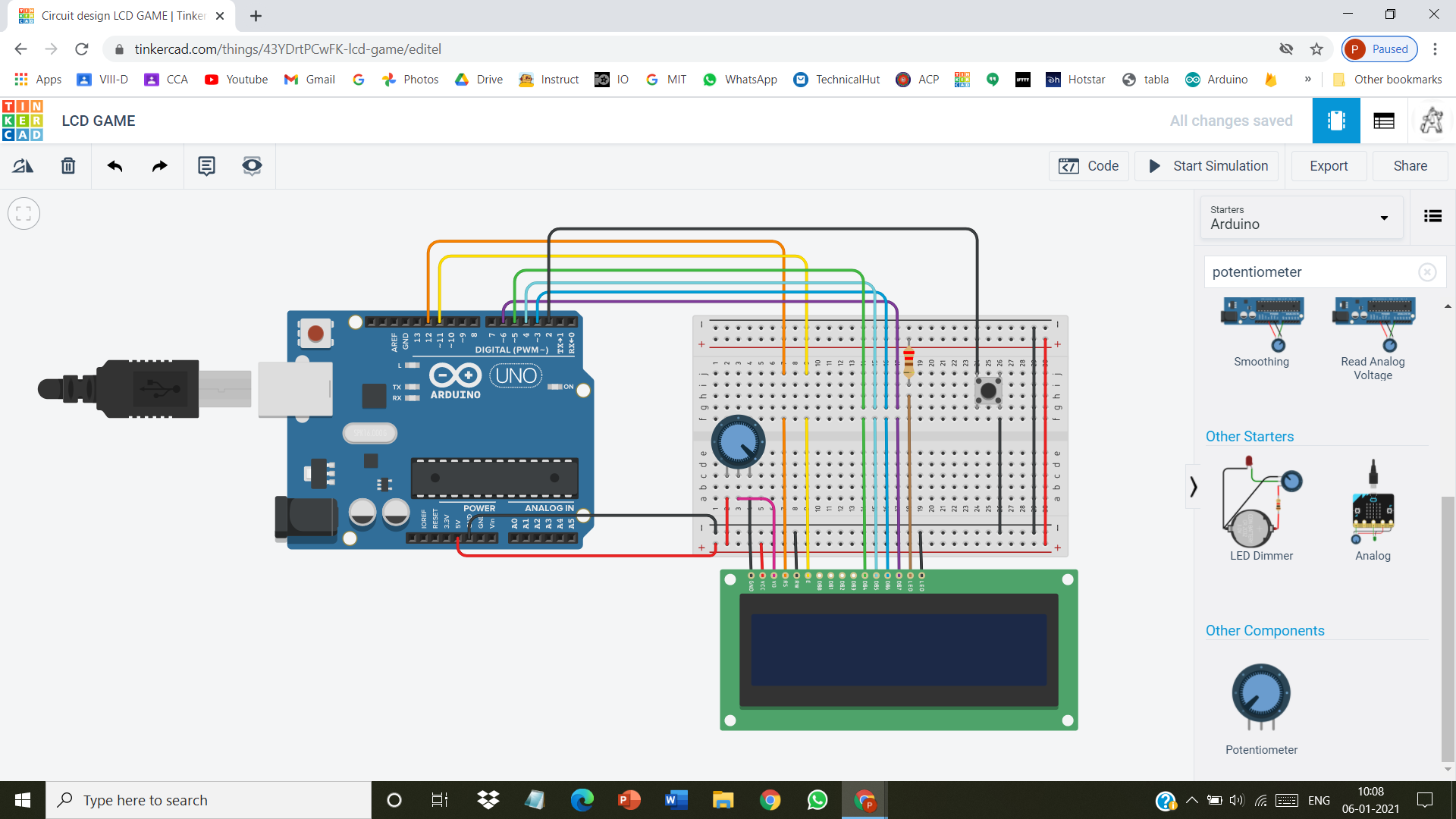 Arduino LCD Game on TinkerCad Circuits : 5 Steps (with Pictures ...