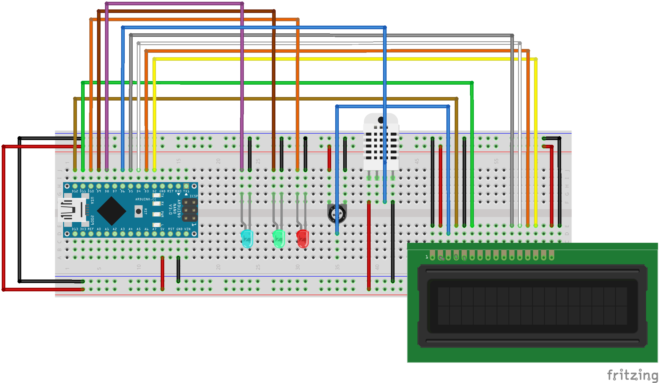 Temperature and Humidity Sensor With LCD and Arduino : 5 Steps ...