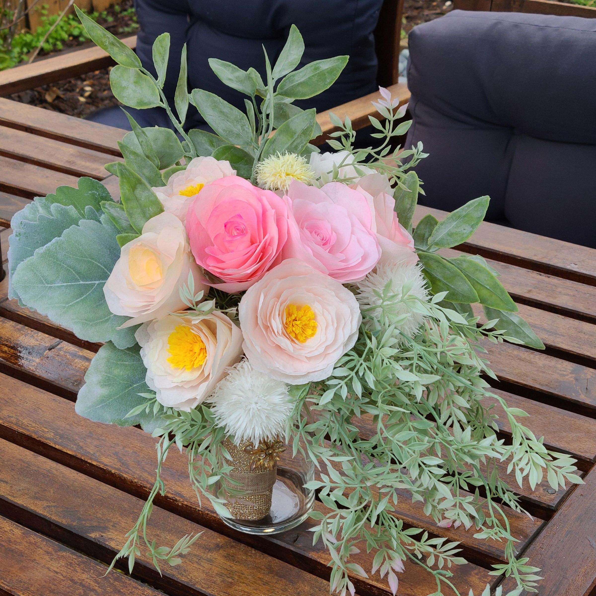 Wedding Bouquet Floral Arrangement - Paper Flowers - Coffee Filter ...