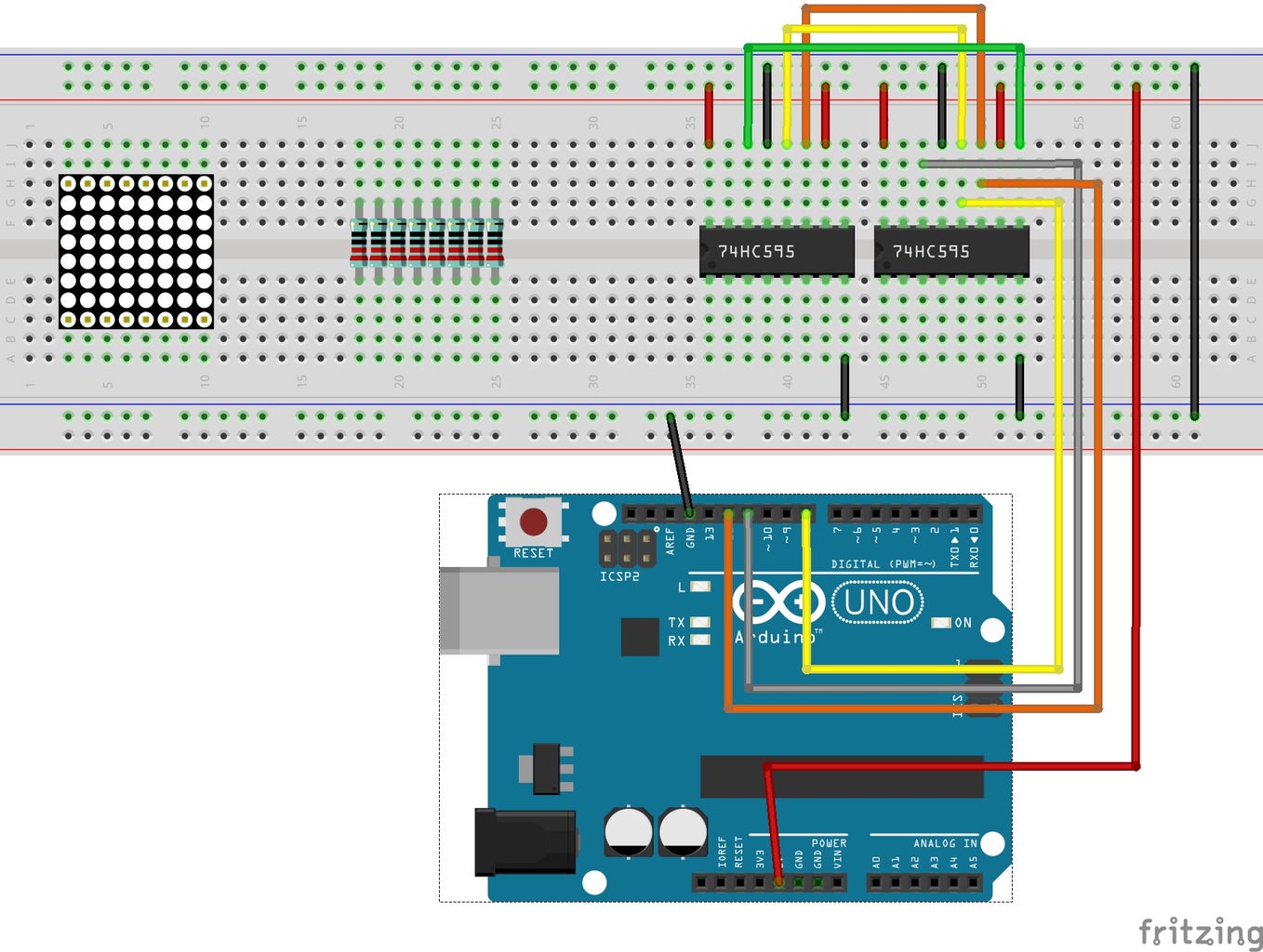 Dot Matrix Led Display Using Arduino Uno R3 6 Steps Instructables