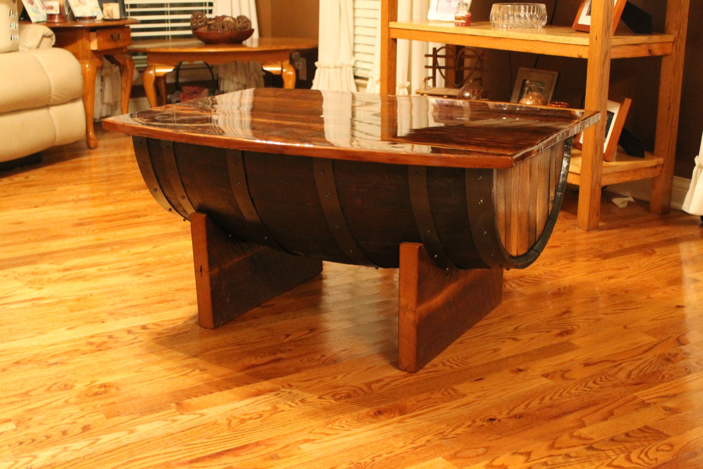Reclaimed Whiskey Barrel Coffee Table : 4 Steps (with Pictures ...
