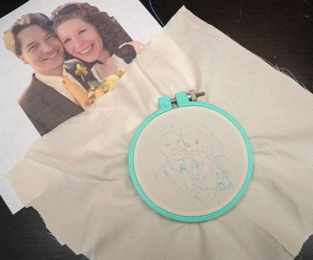 Art & Collectibles Fiber Arts Couple Felt Portrait Embroidery Frame ...