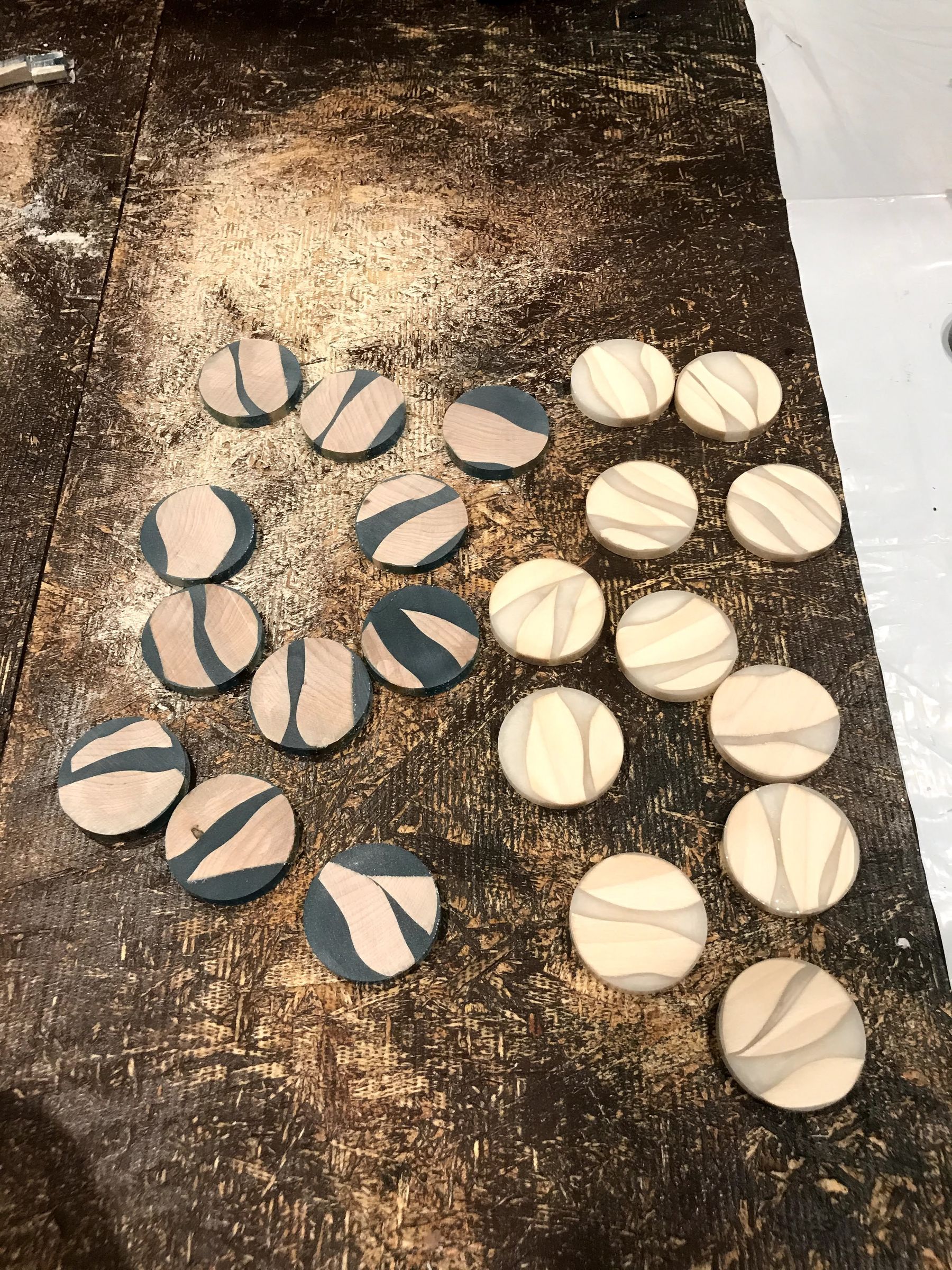 Wood and Resin Chess and Checker Board With Pieces From Scraps : 6 ...