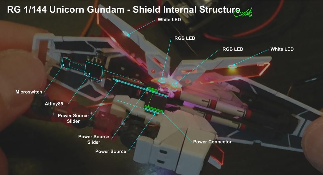 RG 1/144 Unicorn Gundam Using Arduino Nano and Attiny85 : 10 Steps ...