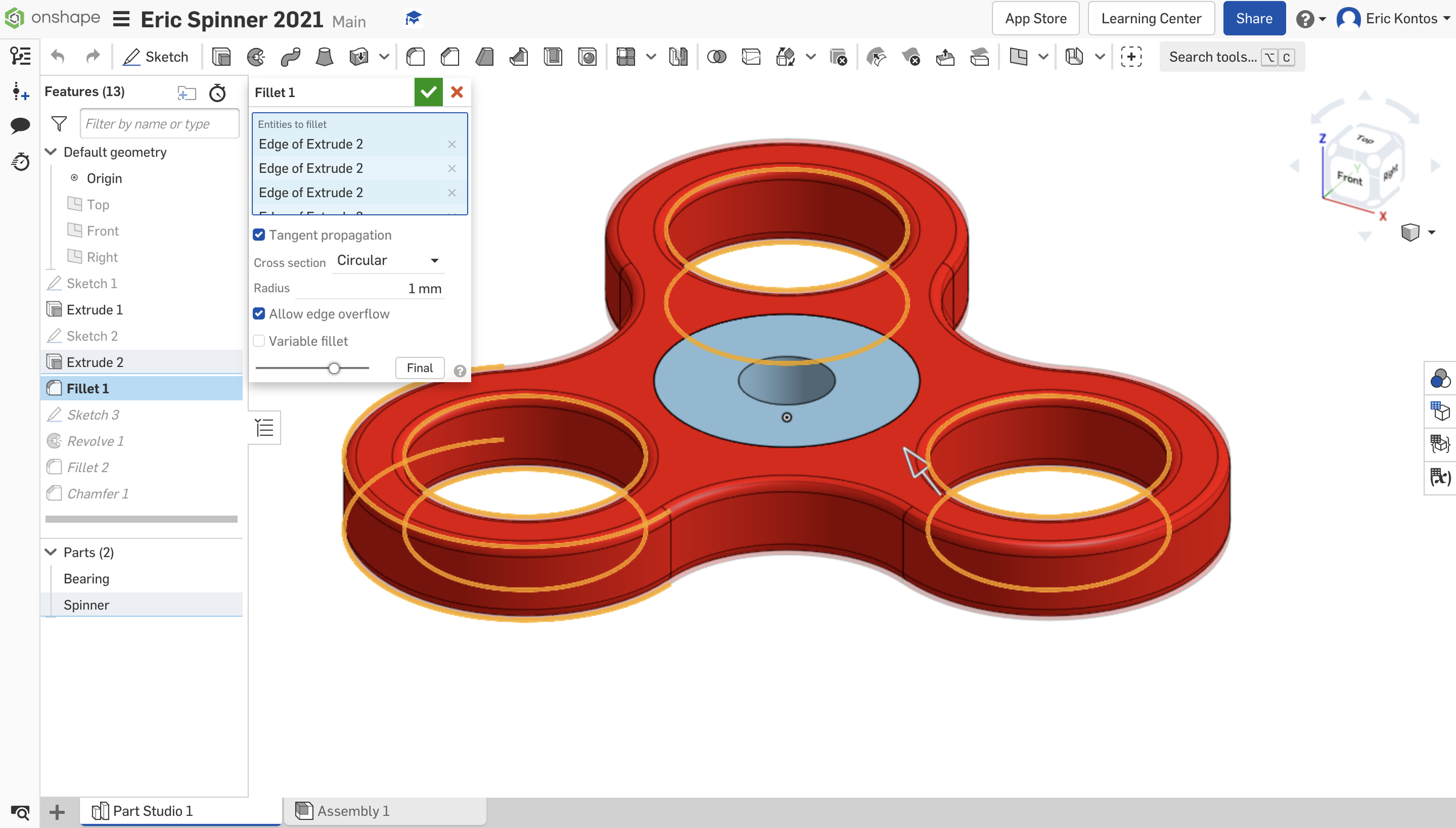 Fidget Spinner in Cad ONSHAPE : 14 Steps (with Pictures) - Instructables