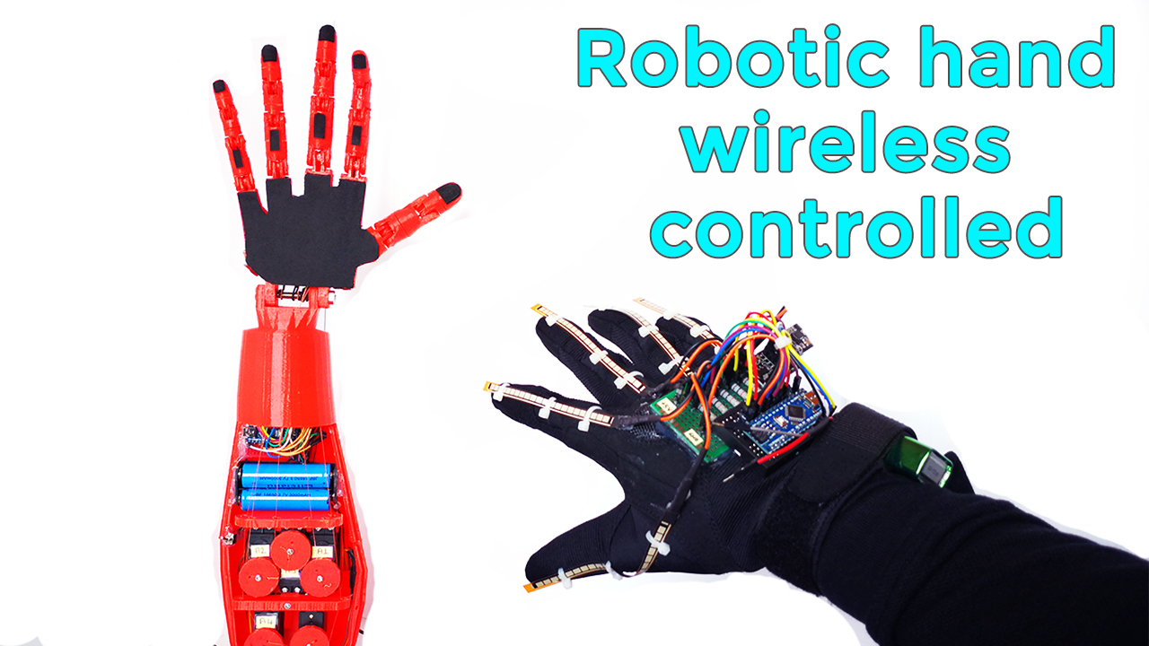 Robotic Hand With Wireless Glove Controlled | NRF24L01+ | Arduino : 7 ...